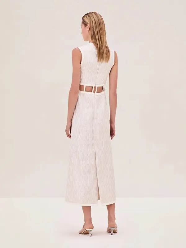 Alexis Renee Jacquard Midi Dress - Silver
