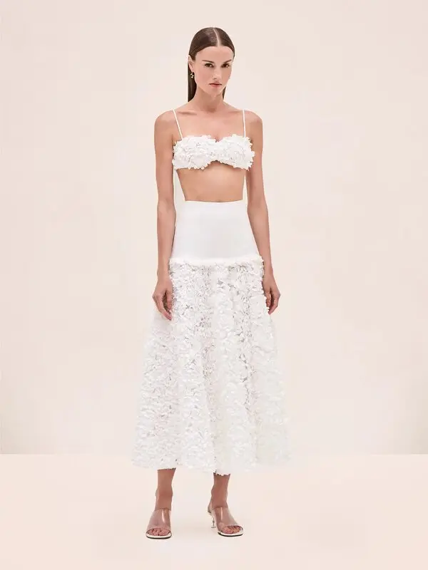 Alexis Risi Floral Appliqué Cropped Top