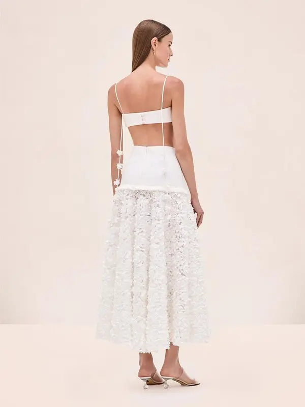 Alexis Risi Floral Appliqué Cropped Top