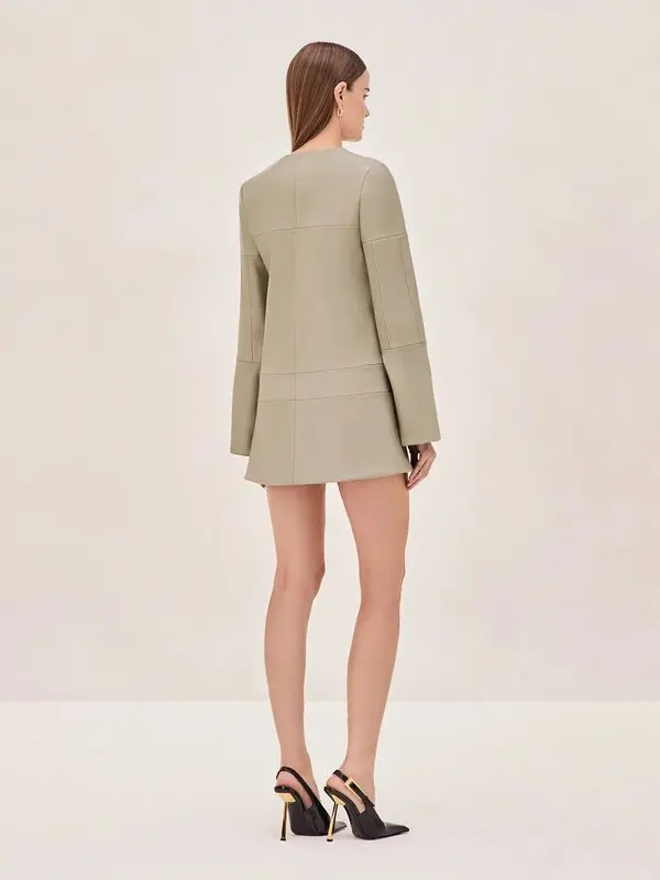 Alexis Rossie Vegan Leather Mini Dress With Bell Sleeves