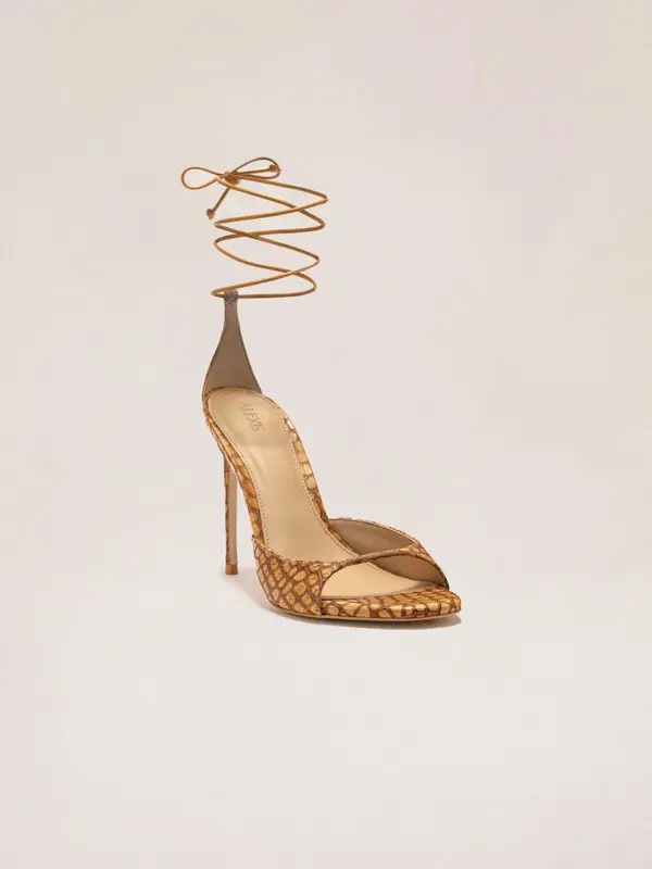 Alexis Sienna Stiletto Sandals With Wraparound Ankle Straps - Saffron