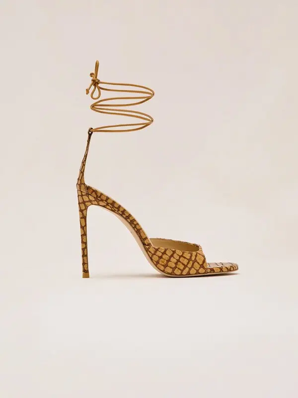 Alexis Sienna Stiletto Sandals With Wraparound Ankle Straps - Saffron