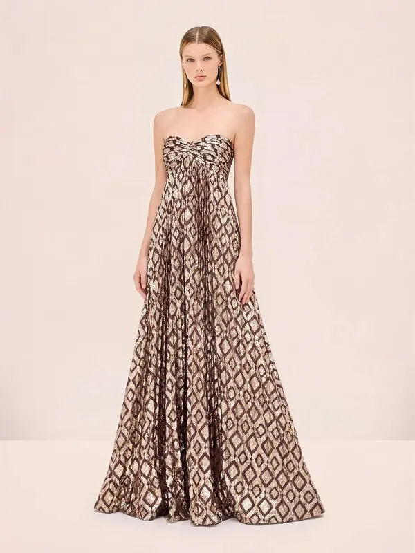 Alexis Soleil Strapless Gown - Cordovan