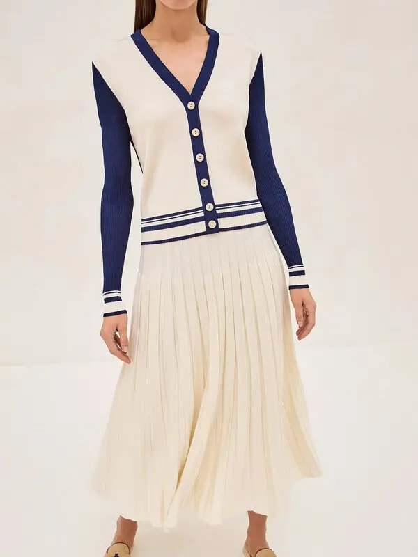 Alexis Sanders Midi Skirt With Sharp Pleats - Ivory