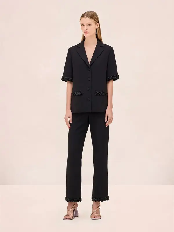 Alexis Serge Beaded Straight-leg Trousers - Black