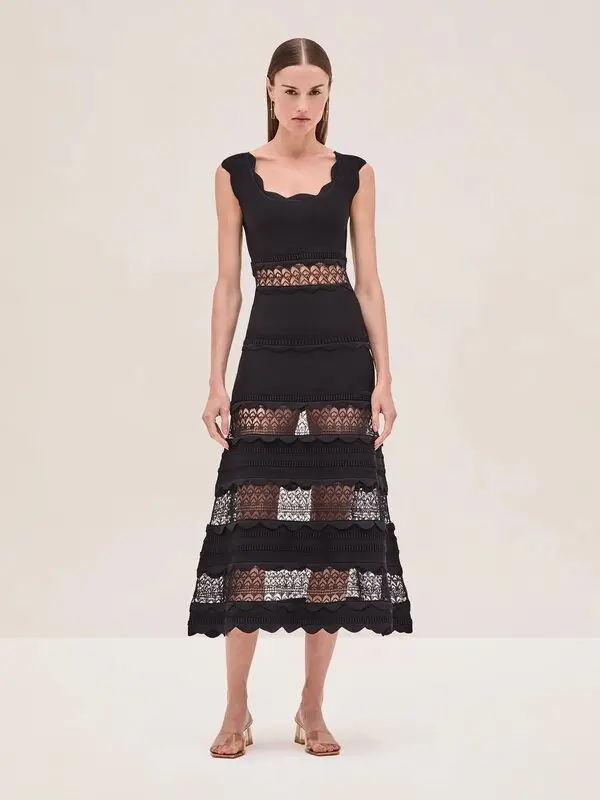 Alexis Saundra Knit Midi Dress - Black