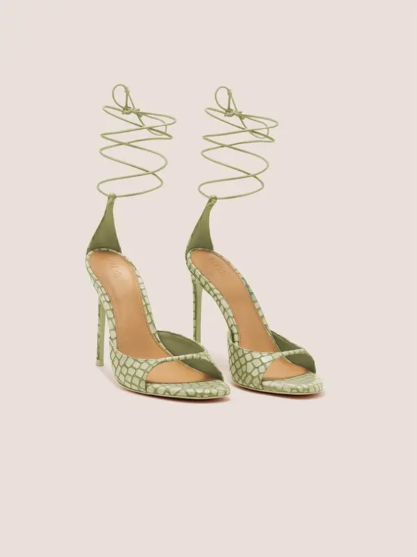 Alexis Sienna Stiletto Sandal With Wrap-around Ankle Ties - Mint