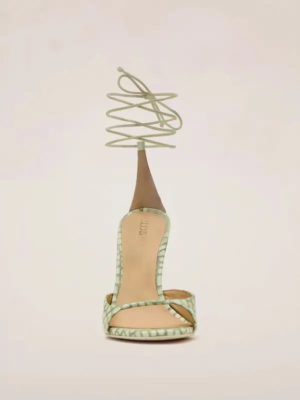 Alexis Sienna Stiletto Sandal With Wrap-around Ankle Ties - Mint