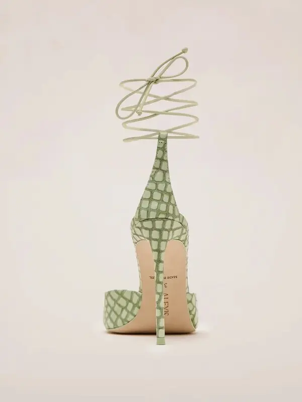 Alexis Sienna Stiletto Sandal With Wrap-around Ankle Ties - Mint