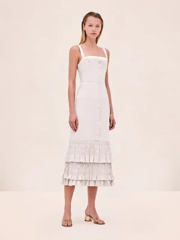 Alexis Atalya Cotton Poplin Midi Dress - White