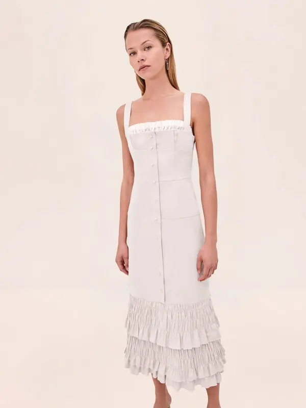 Alexis Atalya Cotton Poplin Midi Dress - White
