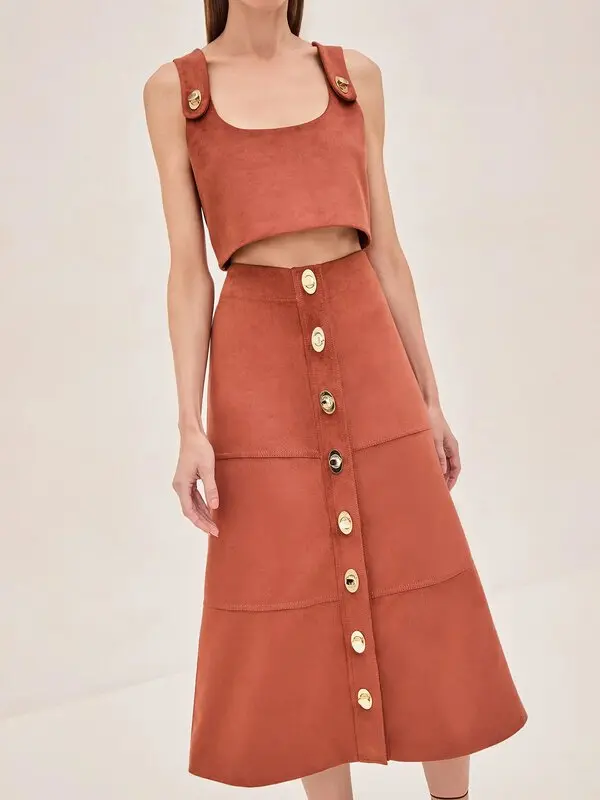 Alexis Sinead High-waisted Vegan Suede Midi Skirt