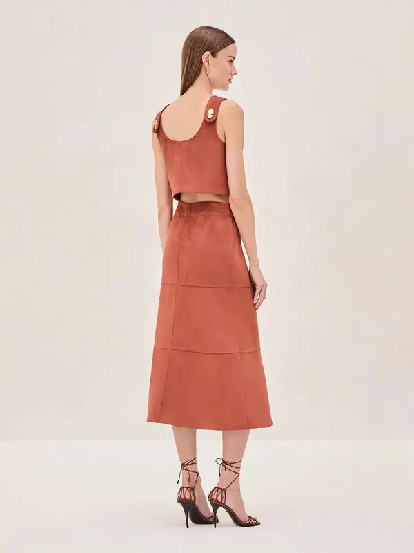 Alexis Sinead High-waisted Vegan Suede Midi Skirt