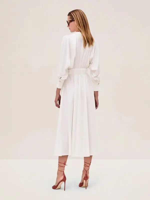 Alexis Viro Dress Long Sleeve Plunge V-neck Midi Dress