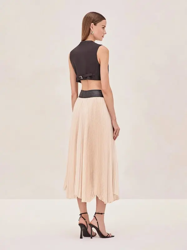 Alexis Tansia Pleated Midi Skirt With High Slit