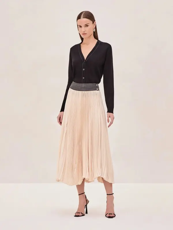 Alexis Tansia Pleated Midi Skirt With High Slit