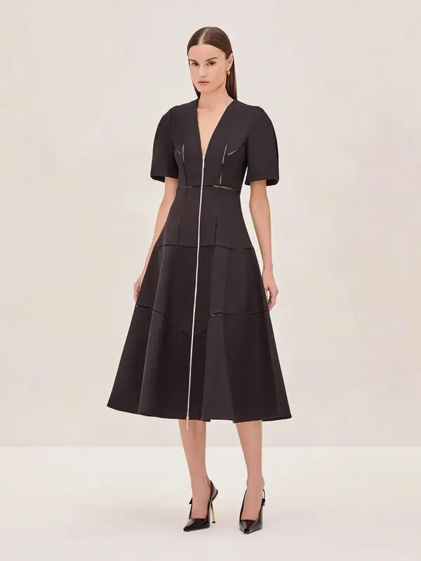 Alexis Valry Midi Dress With Zipper Detail