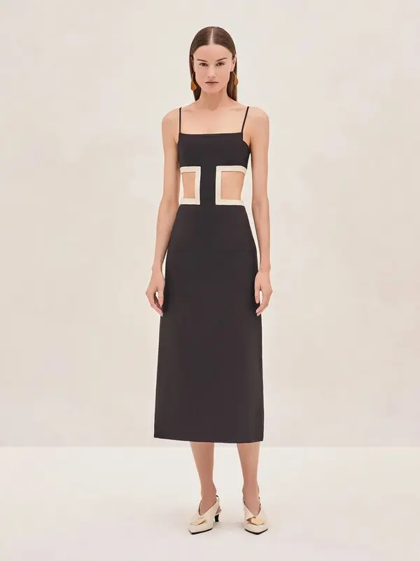 Alexis Brunetti Dress With Cutouts And Square Neckline - Black