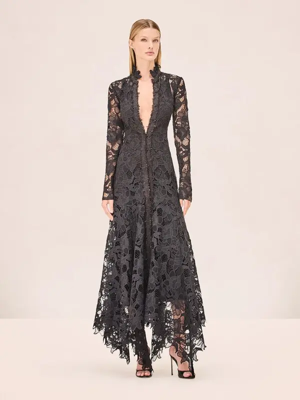 Alexis Camila Lace Midi Dress - Black