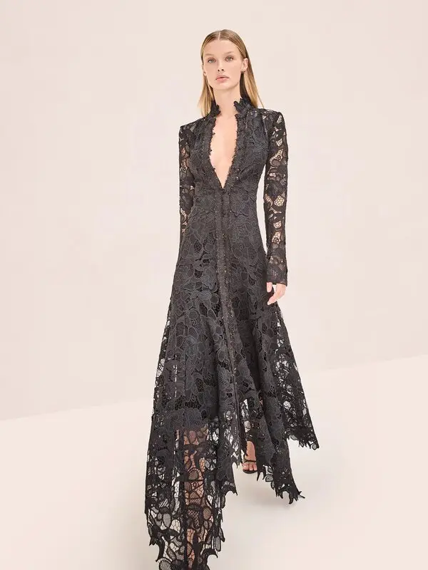 Alexis Camila Lace Midi Dress - Black
