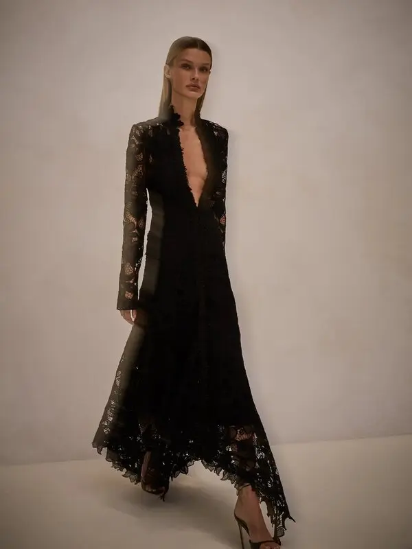 Alexis Camila Lace Midi Dress - Black