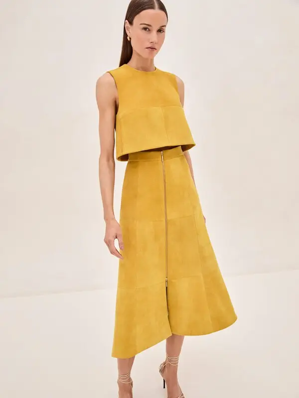 Alexis Bently A-line Skirt - Citrine Suede