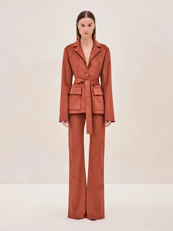 Alexis Byers Vegan Suede Pants - Auburn
