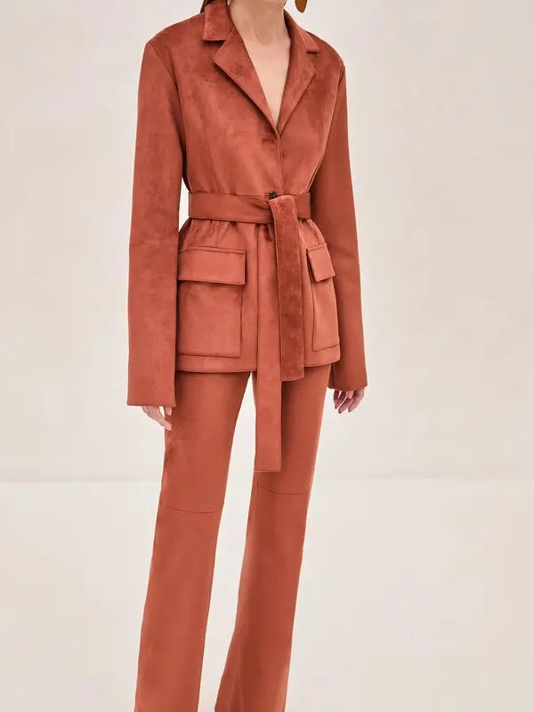 Alexis Byers Vegan Suede Pants - Auburn