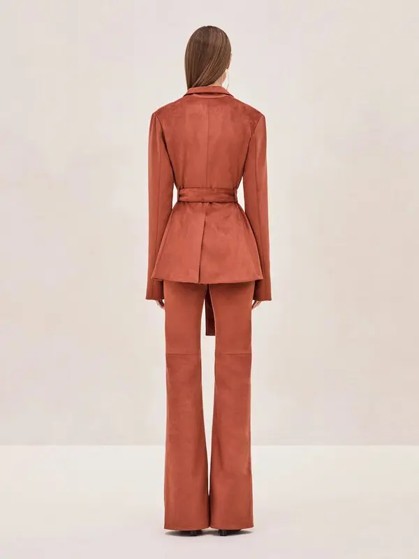 Alexis Byers Vegan Suede Pants - Auburn