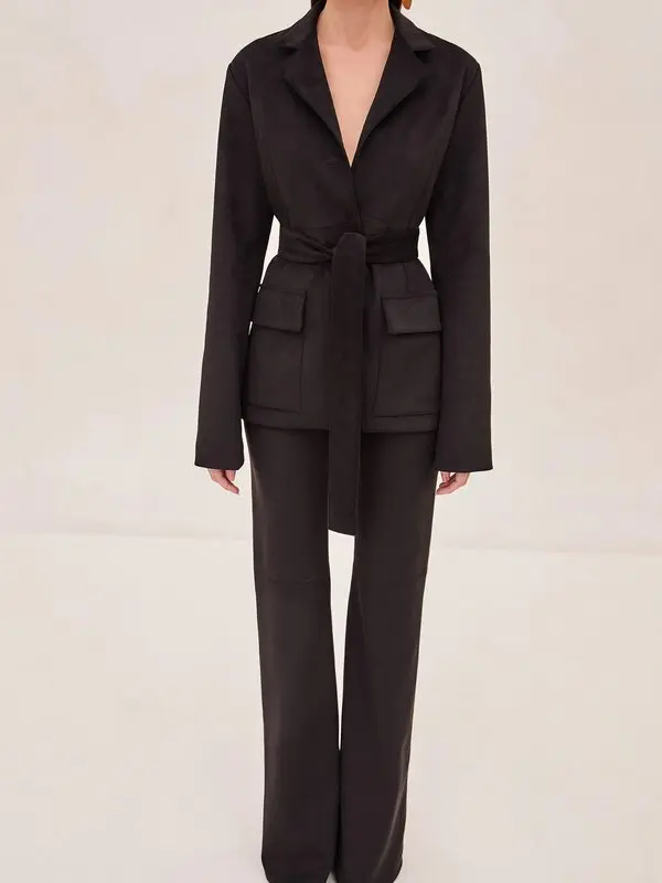 Alexis Byers Vegan Suede Pants - Black