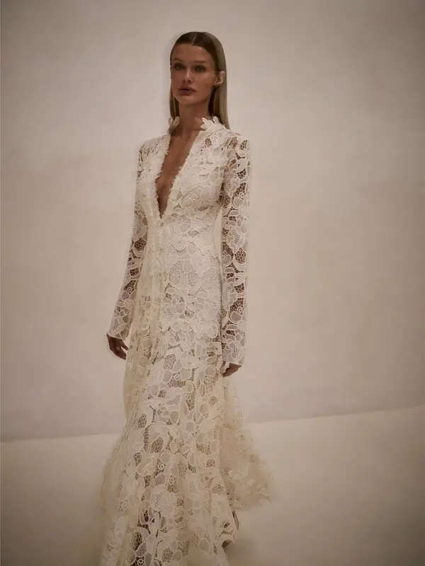 Alexis Camila Floral Lace Midi Dress - Ivory