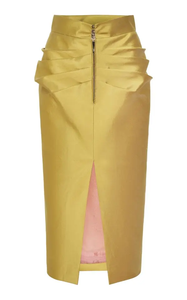 Valentino Garavani Shantung-silk Midi Skirt - Gold