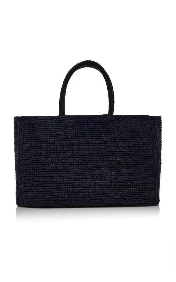 LIÉ STUDIO Charlotte Small Raffia Tote Bag - Navy