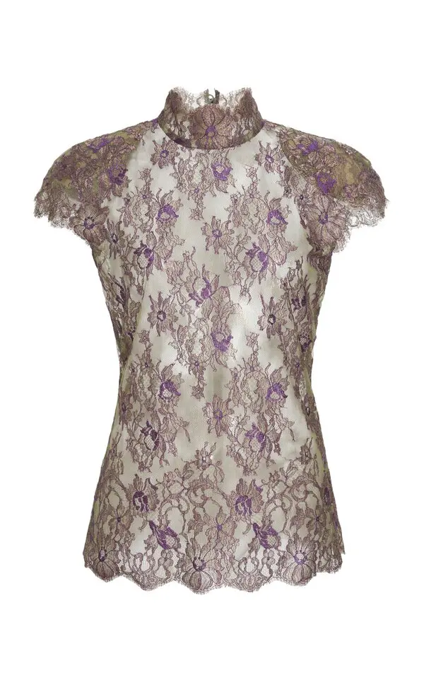 Valentino Garavani Semi-sheer Lace Top - Gold