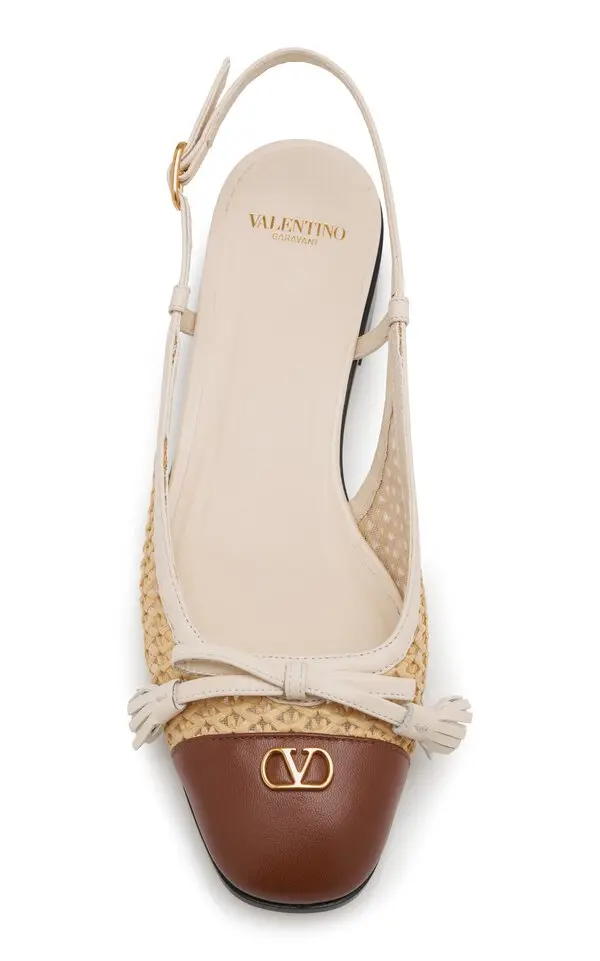 Valentino Garavani Valet Du Roi Leather Slingback Ballerinas - Neutral