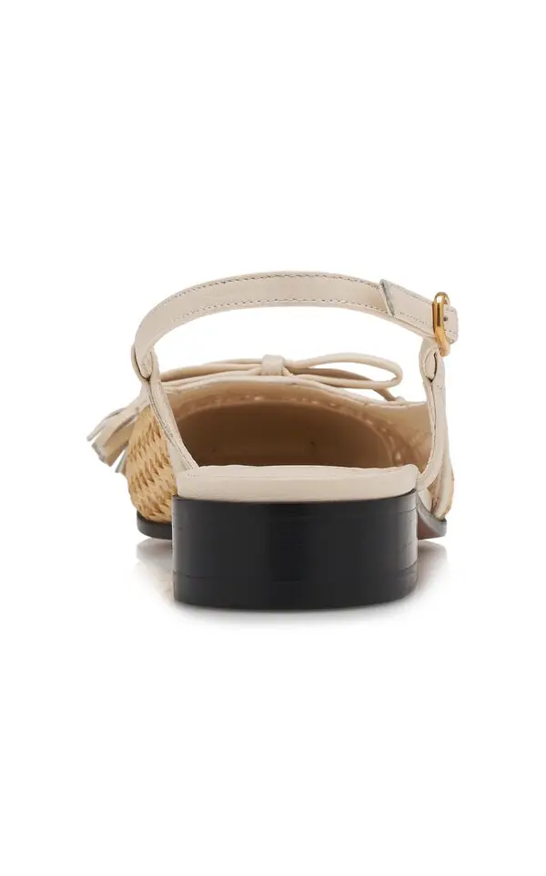 Valentino Garavani Valet Du Roi Leather Slingback Ballerinas - Neutral