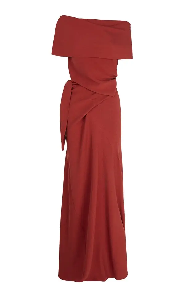 CORTANA Onara Fold-over Top Silk-blend Maxi Dress
