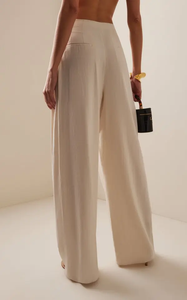 Lela Rose Linen Blend Pleated Trousers