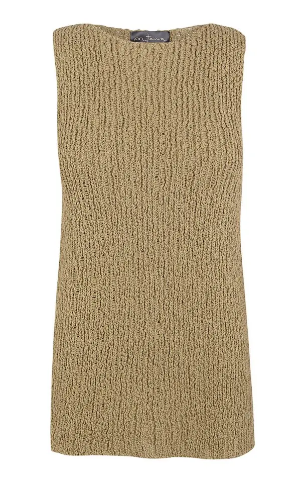 CORTANA Gina Crinkle-knit Cotton Top