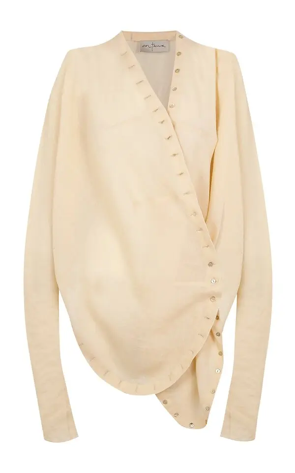 CORTANA Piano Grommet Detailed Long Sleeve Top