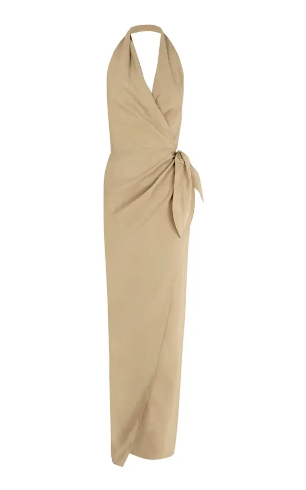 CORTANA Mona Wrap Linen-silk Dress - Khaki