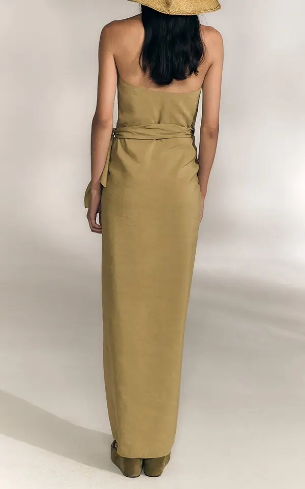 CORTANA Mona Wrap Linen-silk Dress - Khaki