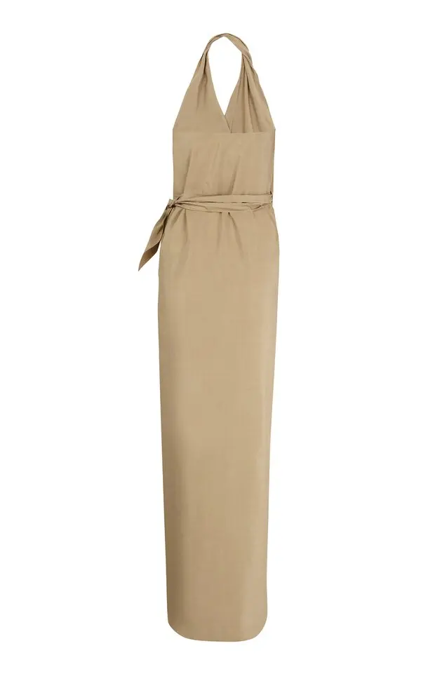 CORTANA Mona Wrap Linen-silk Dress - Khaki