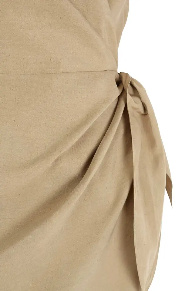 CORTANA Mona Wrap Linen-silk Dress - Khaki