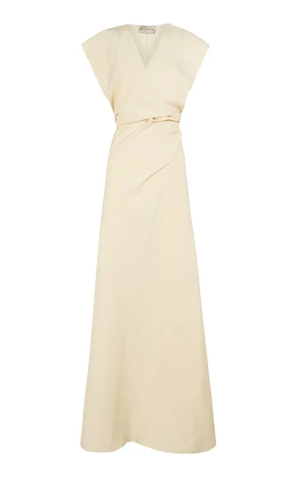 CORTANA Gaia Twist-detail Linen-silk Maxi Dress - Yellow