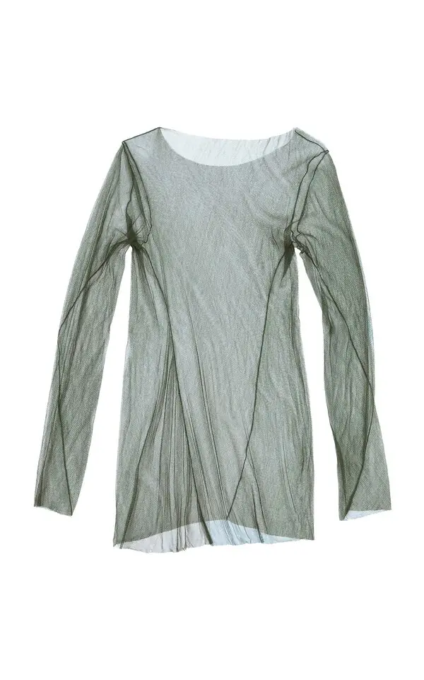 CORTANA Tulle Sheer Silk-blend Top
