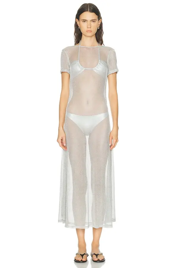 Staud Le Havre Metallic Dress - Silver