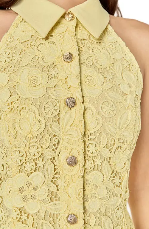 English Factory Floral Lace Sleeveless Button-up Shirt