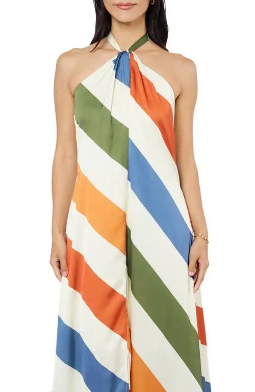 CIEBON Jayla Diagonal Stripe Halter Dress