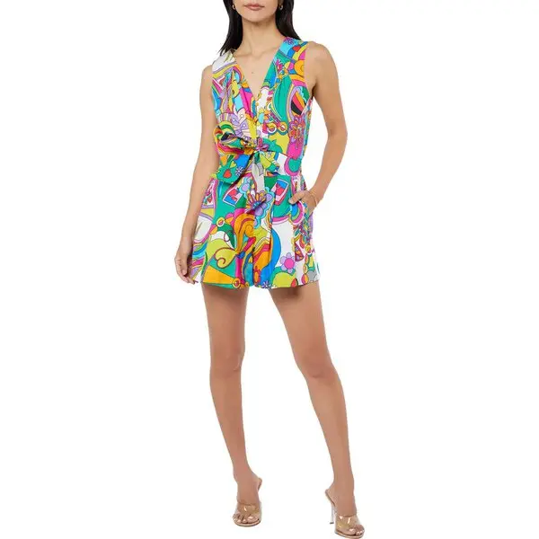 CIEBON Maritza Psychedelic Print Romper - Pink Multi